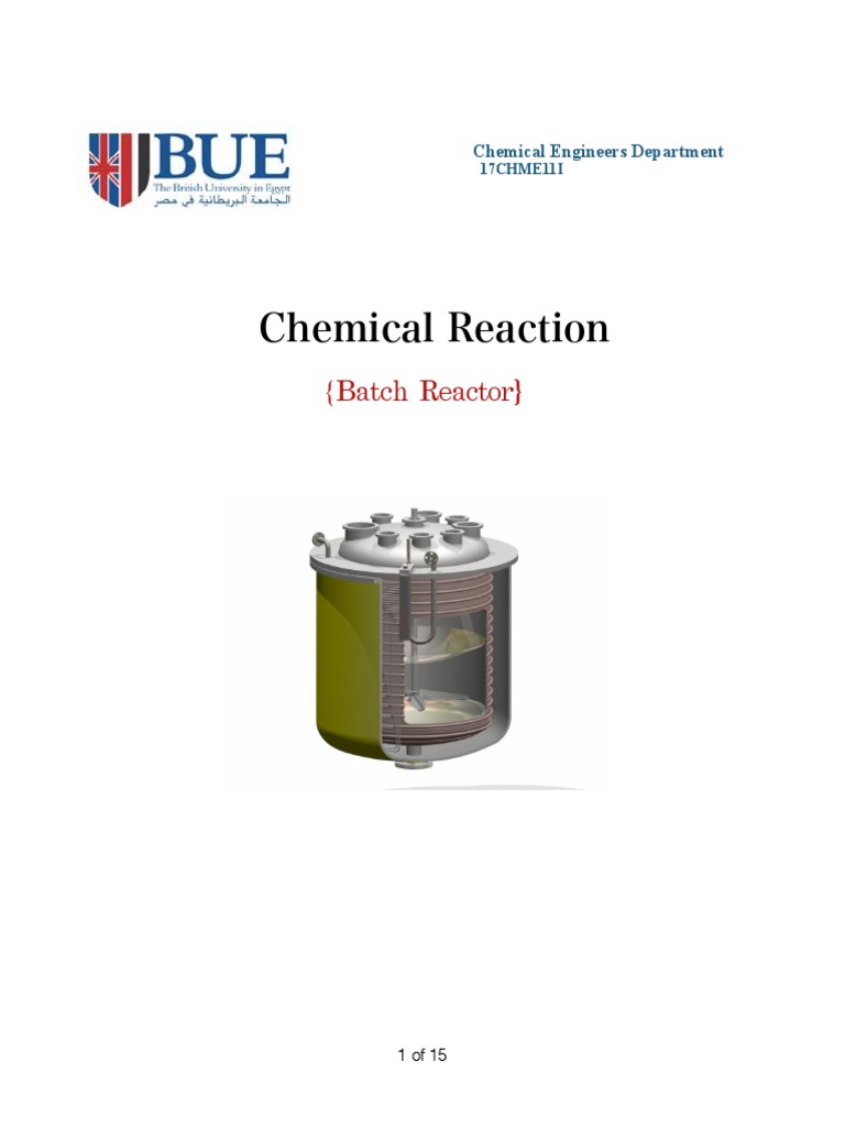 Chemical Reaction: (Batch Reactor) | PDF | Chemical Reactor | Chemical ...