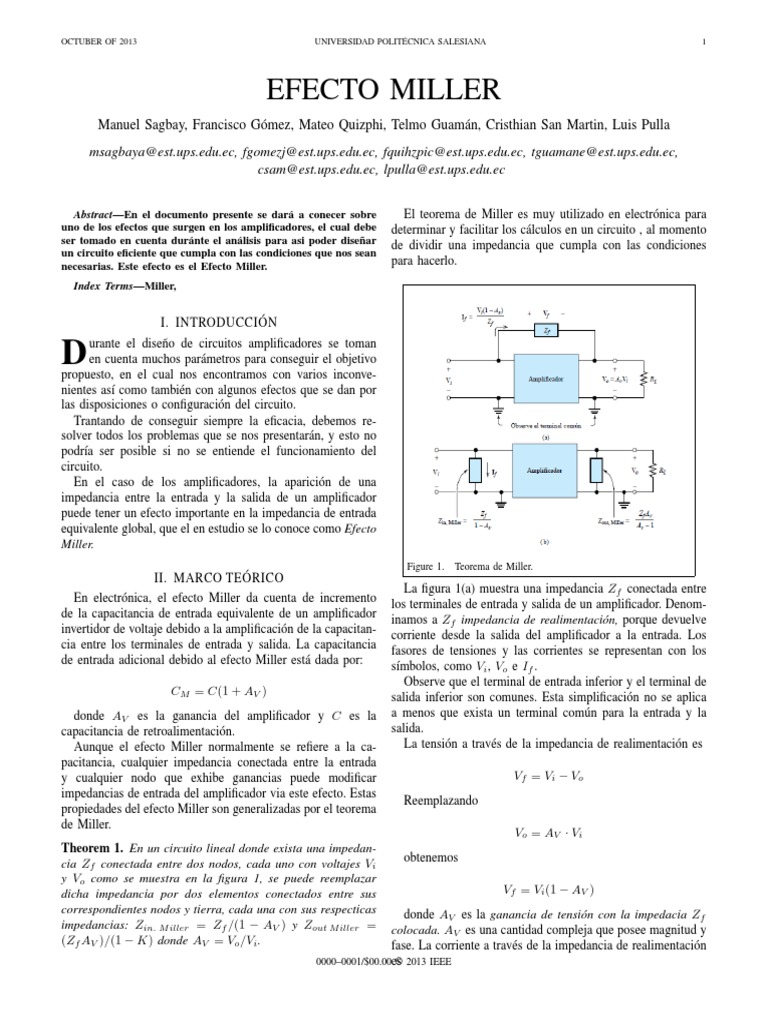 Efecto Miller PDF | PDF | Impedancia eléctrica | Resistencia Eléctrica ...