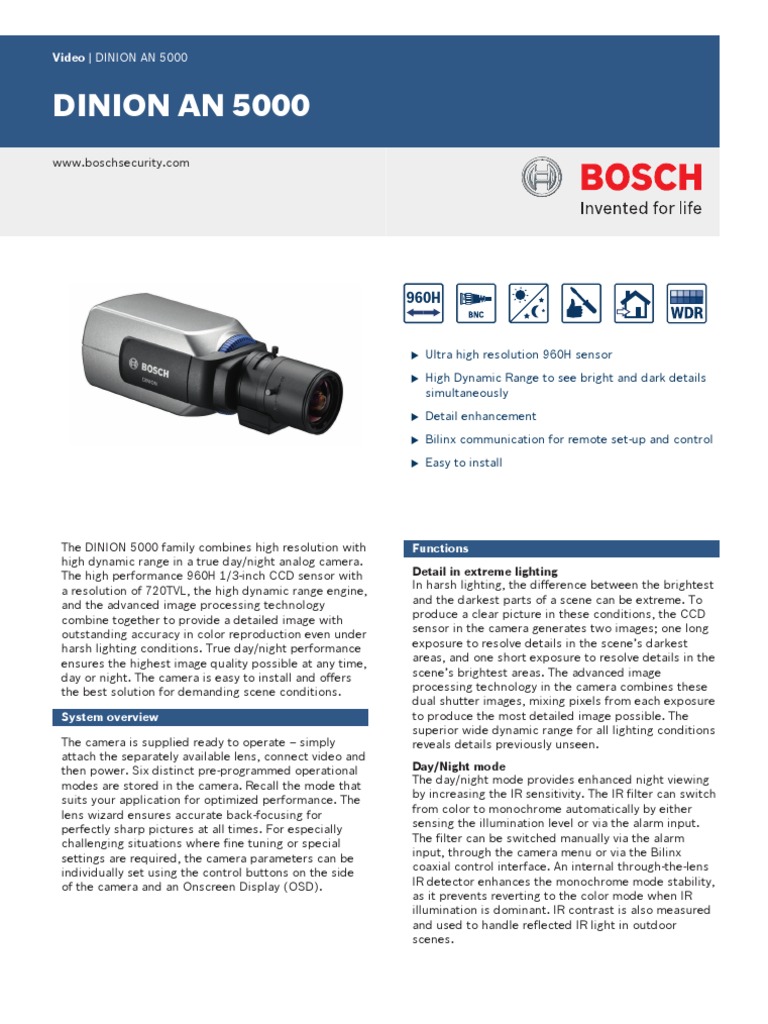 Video - DINION AN 5000 | PDF | Image Resolution | Camera