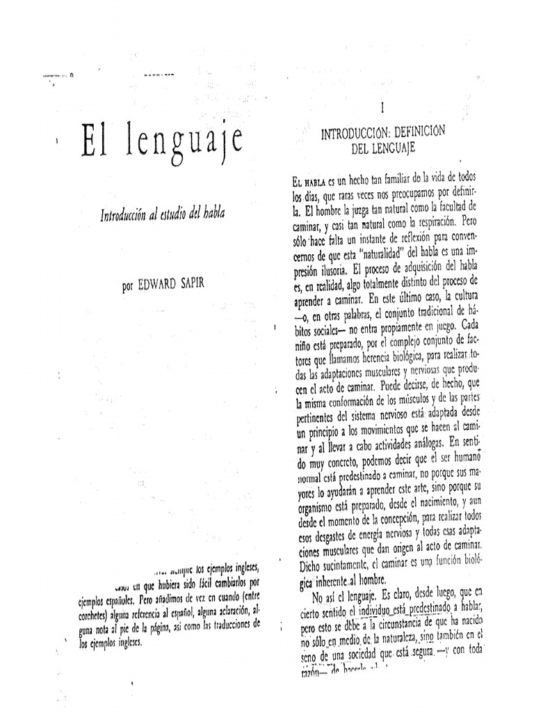 Sapir Edward El Lenguaje Introduccion Al Estudio Del Habla Cap 1 y 2 ...
