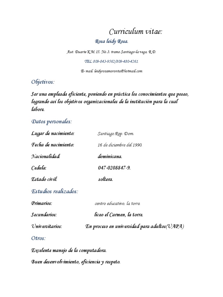 Curriculum Vitae | PDF | Crecimiento personal y profesional