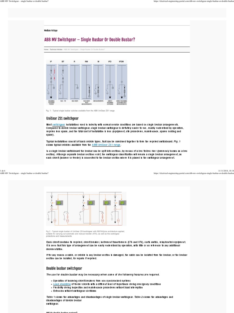 ABB MV Switchgear - Single Busbar or Double Busbar - PDF | PDF | Switch ...
