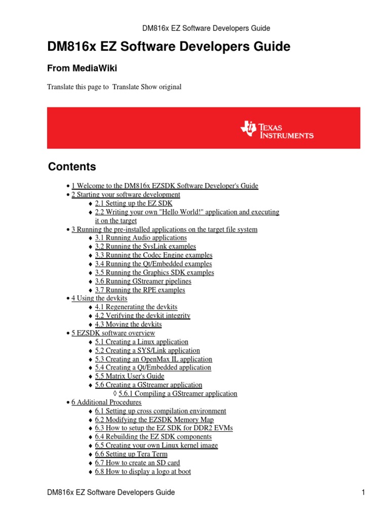 DM816x EZ Software Developers Guide | PDF | Application Software | Linux