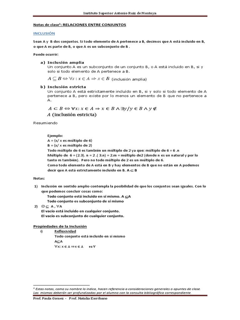 1 - Notas de Clase - Teoría de Conjuntos | PDF | Subconjunto | Conjunto (Matemáticas)