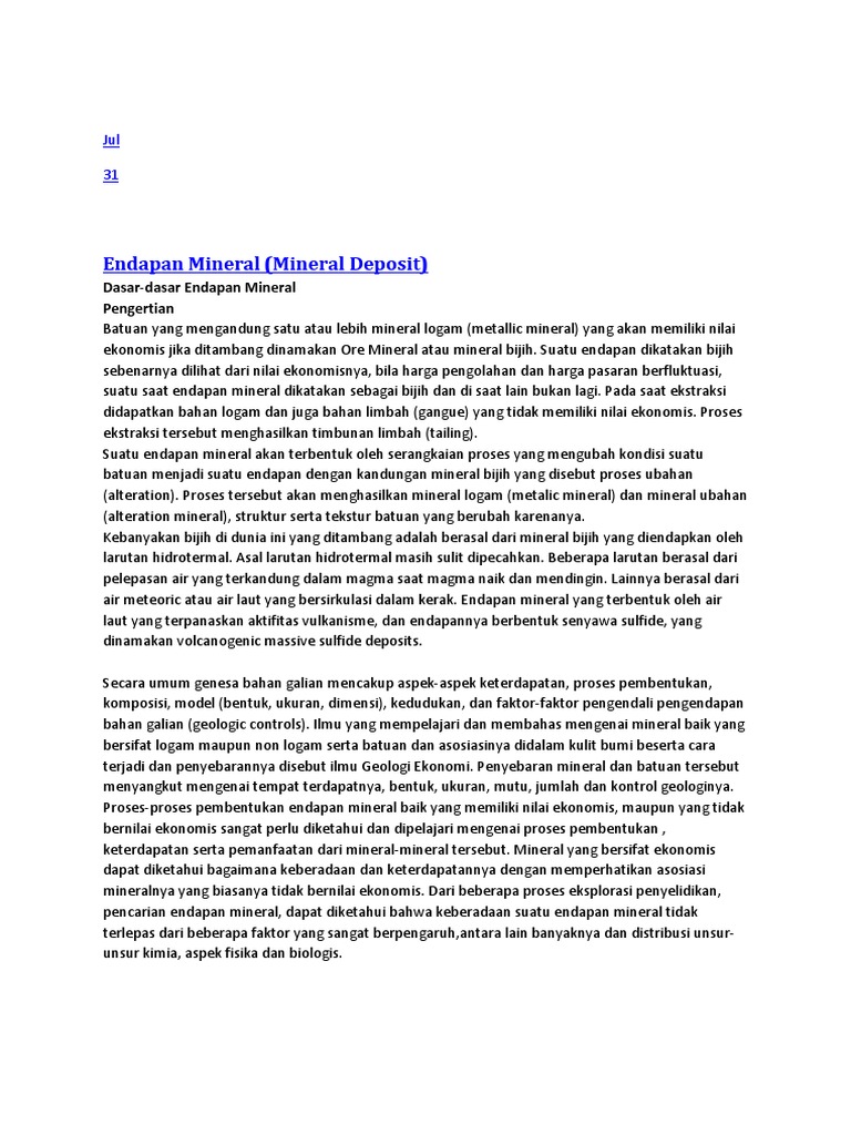 Endapan Mineral | PDF