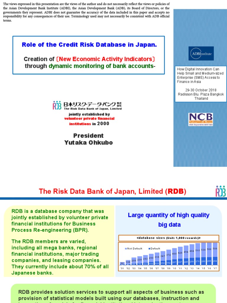Role of The Credit Risk Database in Japan: Creation of New Economic ...