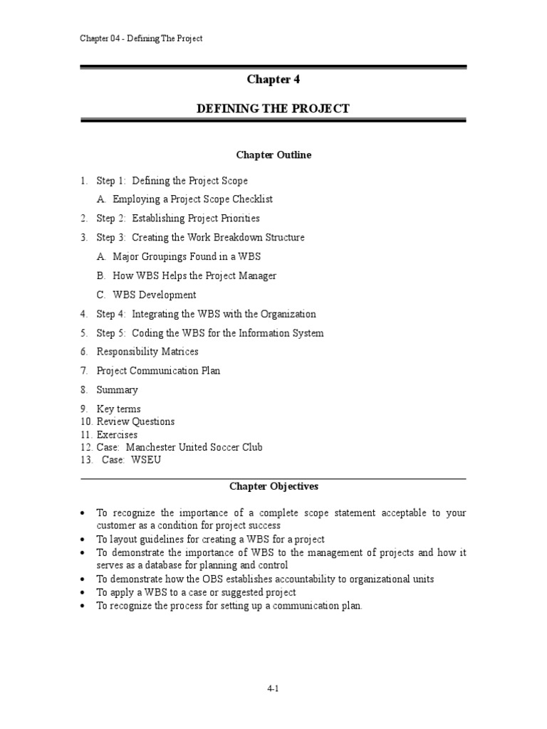 Defining The Project: Chapter Outline | PDF | Business