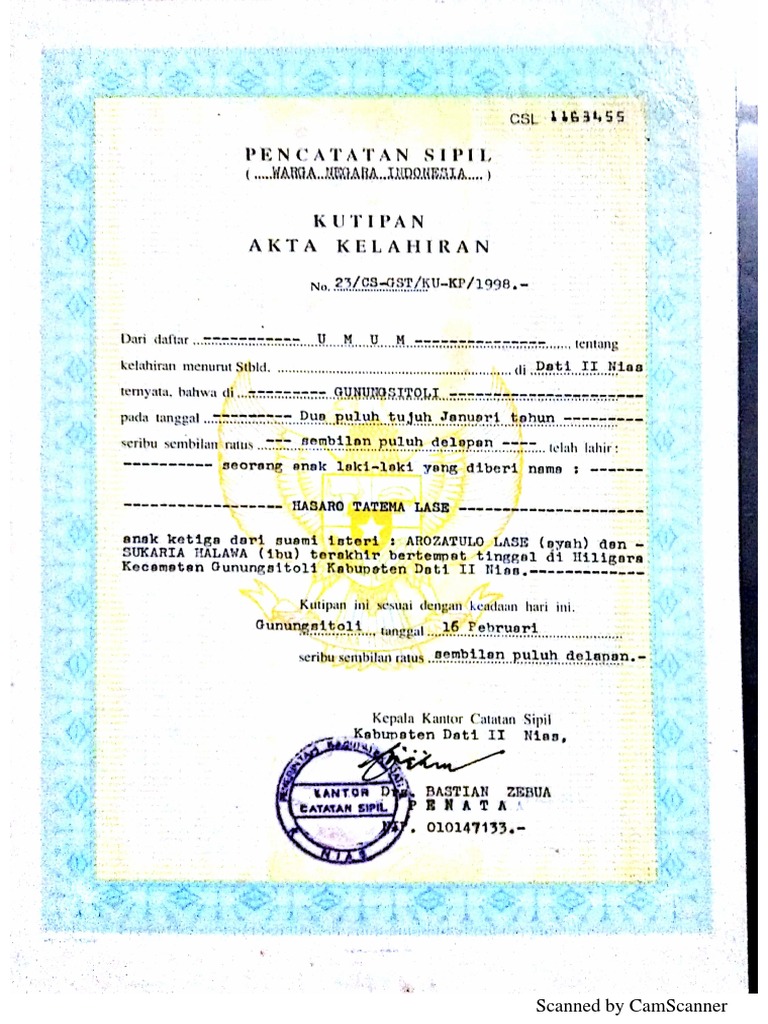 Akte Lahir PDF | PDF