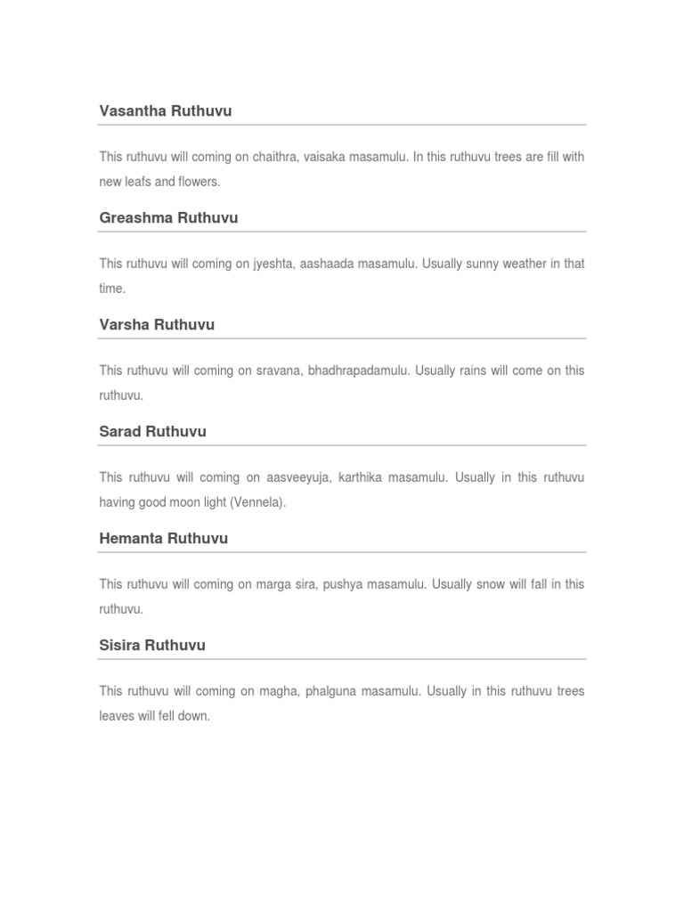 Vasantha Ruthuvu | PDF | Nature