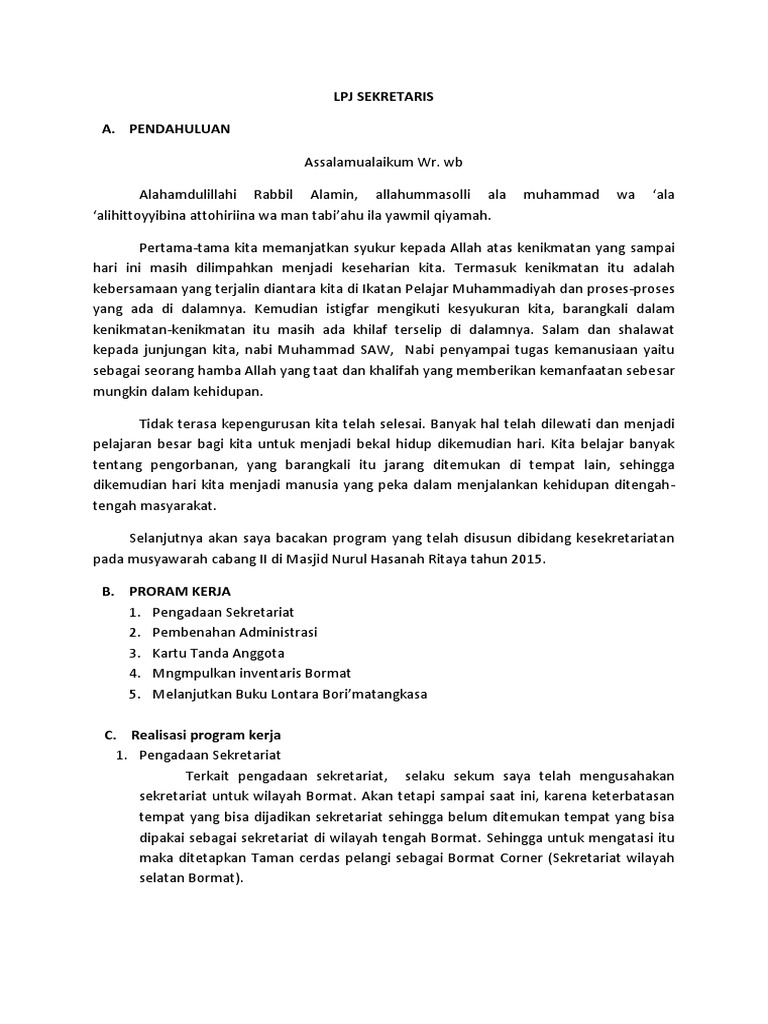 LPJ Sekretaris Umum IPM Bormat | PDF | Karier & Perkembangan