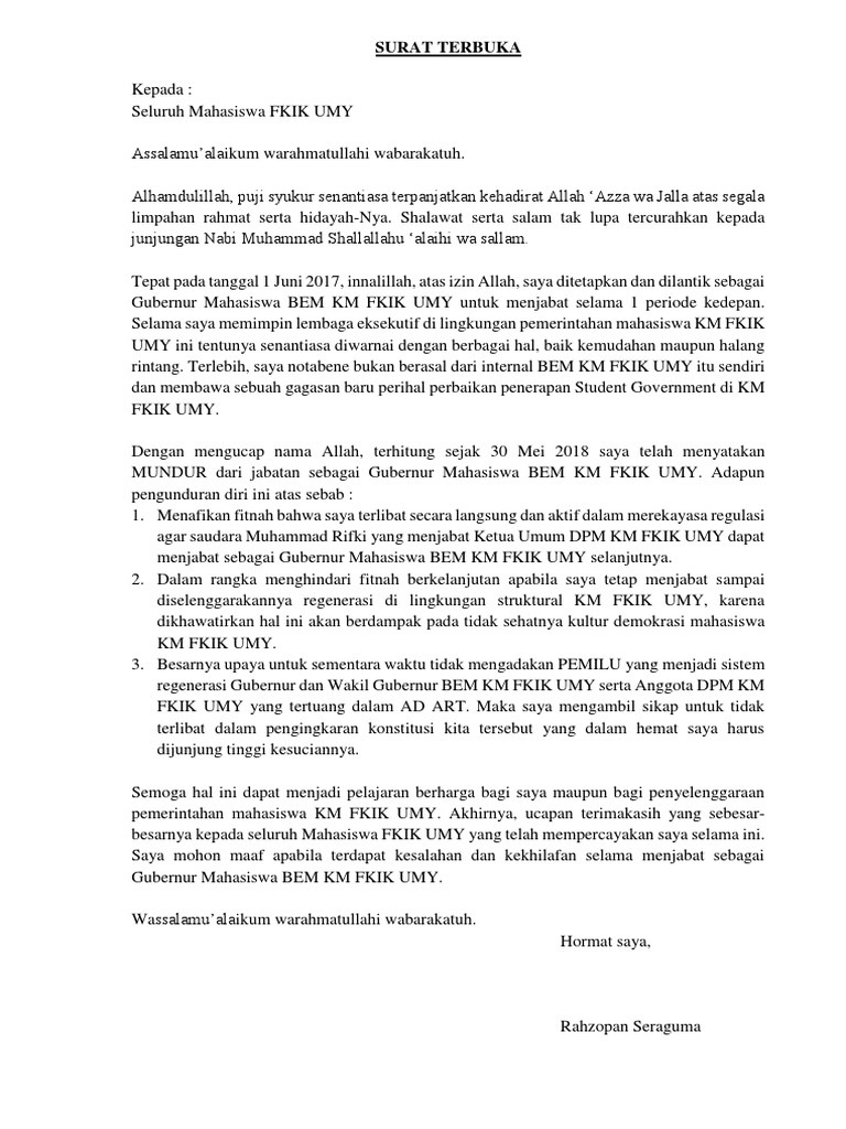 Contoh Surat Terbuka | PDF