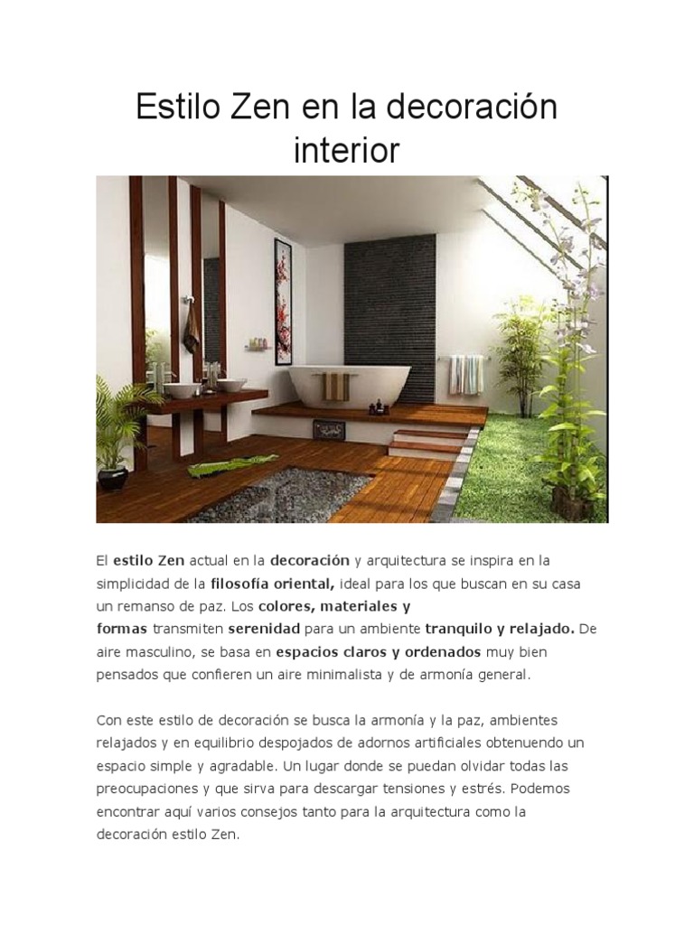 Estilo Zen en La Decoración Interior | PDF | zen | Color