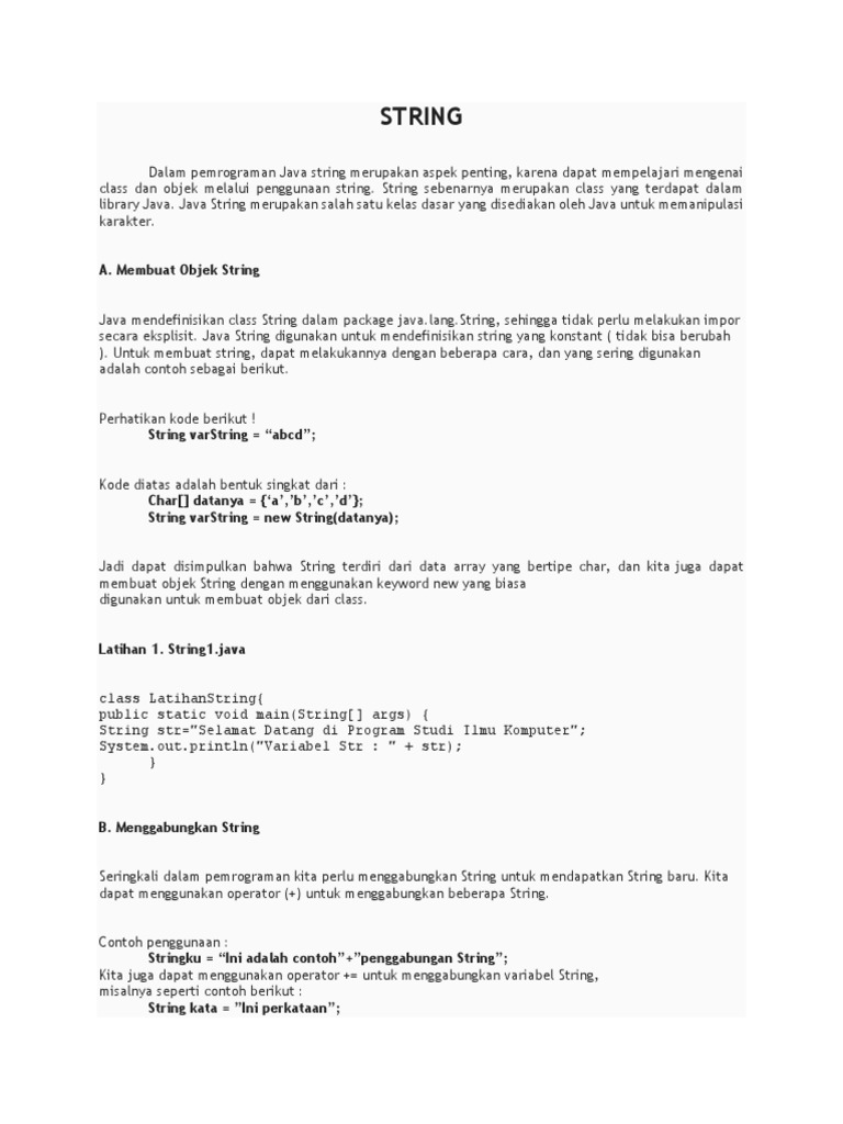 STRINg Pada Java | PDF