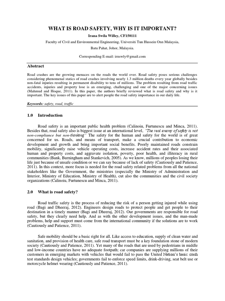 What Is Road Safety and Why It Is Important | PDF | Traffic Collision ...