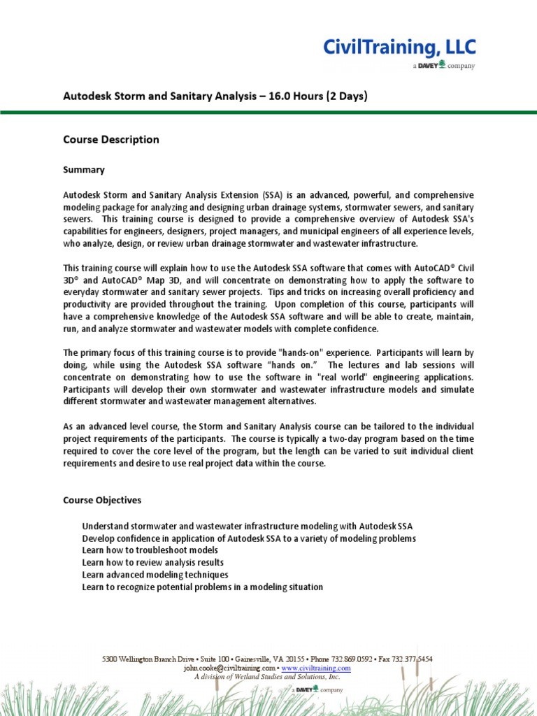 Autodesk Storm and Sanitary Analysis - 16.0 Hours (2 Days) | Download Free PDF | Autodesk ...
