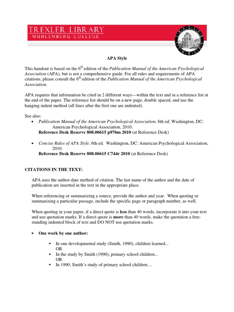 APA 6th Edition | PDF | Citation | Digital Object Identifier