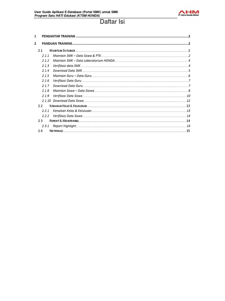 User Guide Aplikasi E-Database | PDF