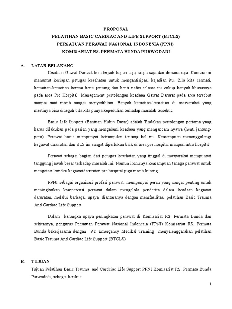 Proposal BTCLS Rs. Permata Bunda Purwodadi | PDF | Sains & Matematika