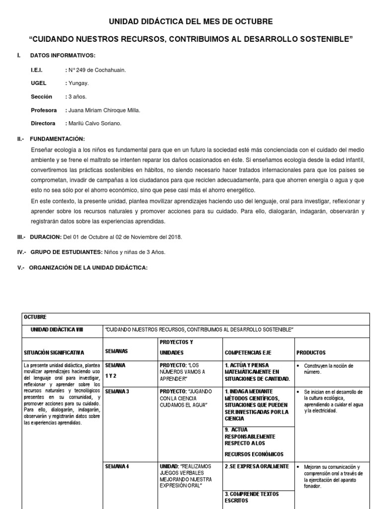 Unidad Didáctica Del Mes de Octubre | PDF | Aprendizaje | Science