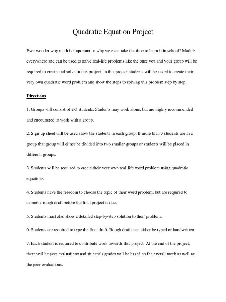 Quadratic Equation Project | PDF