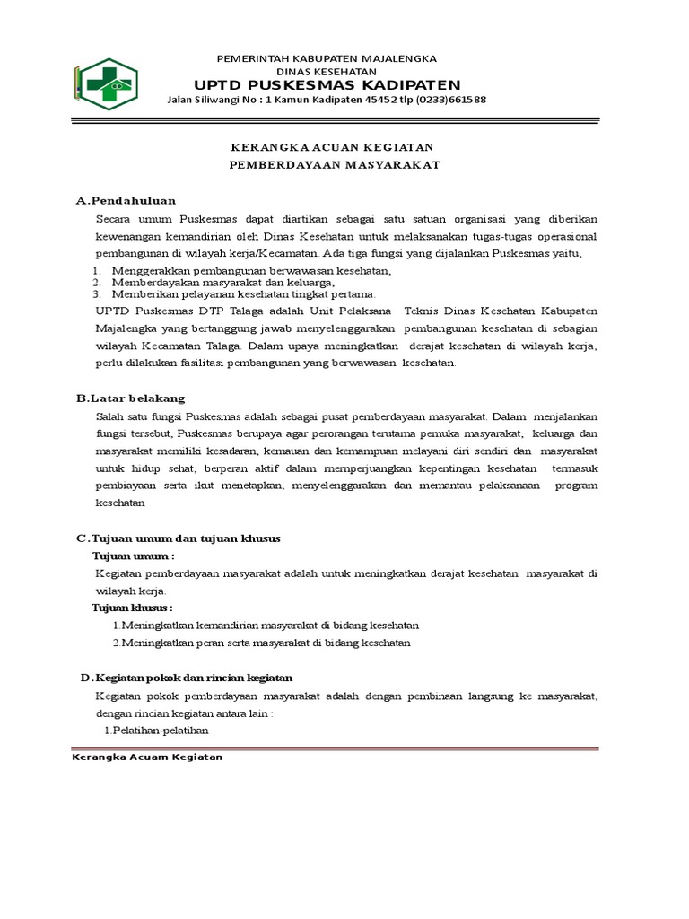 Contoh Kerangka Acuan Kerja | PDF