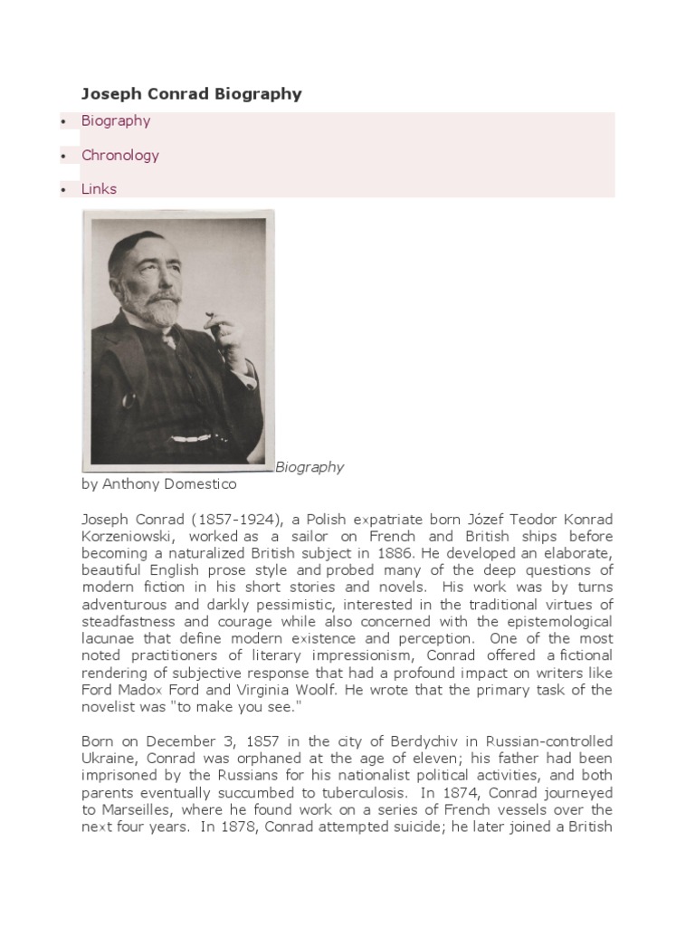 Joseph Conrad Biography | PDF | Joseph Conrad
