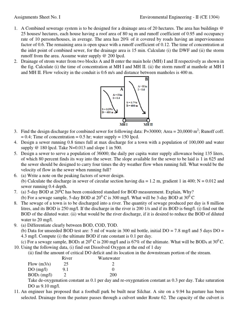 Assignment 1 | PDF | Sanitary Sewer | Sewage