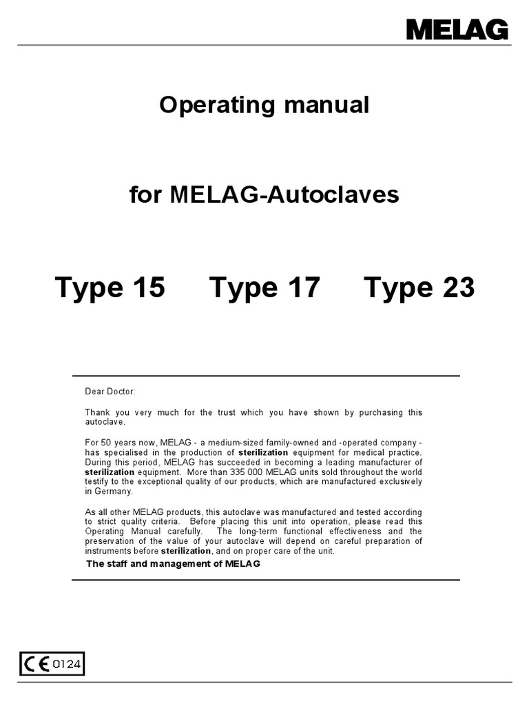 Melag 15-17-23 New | PDF | Sterilization (Microbiology) | Purified Water