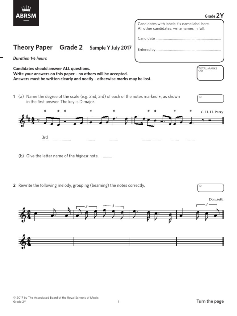Theory Exam Grade 2 (free source from ABRSM website) | Tempo | Musical ...