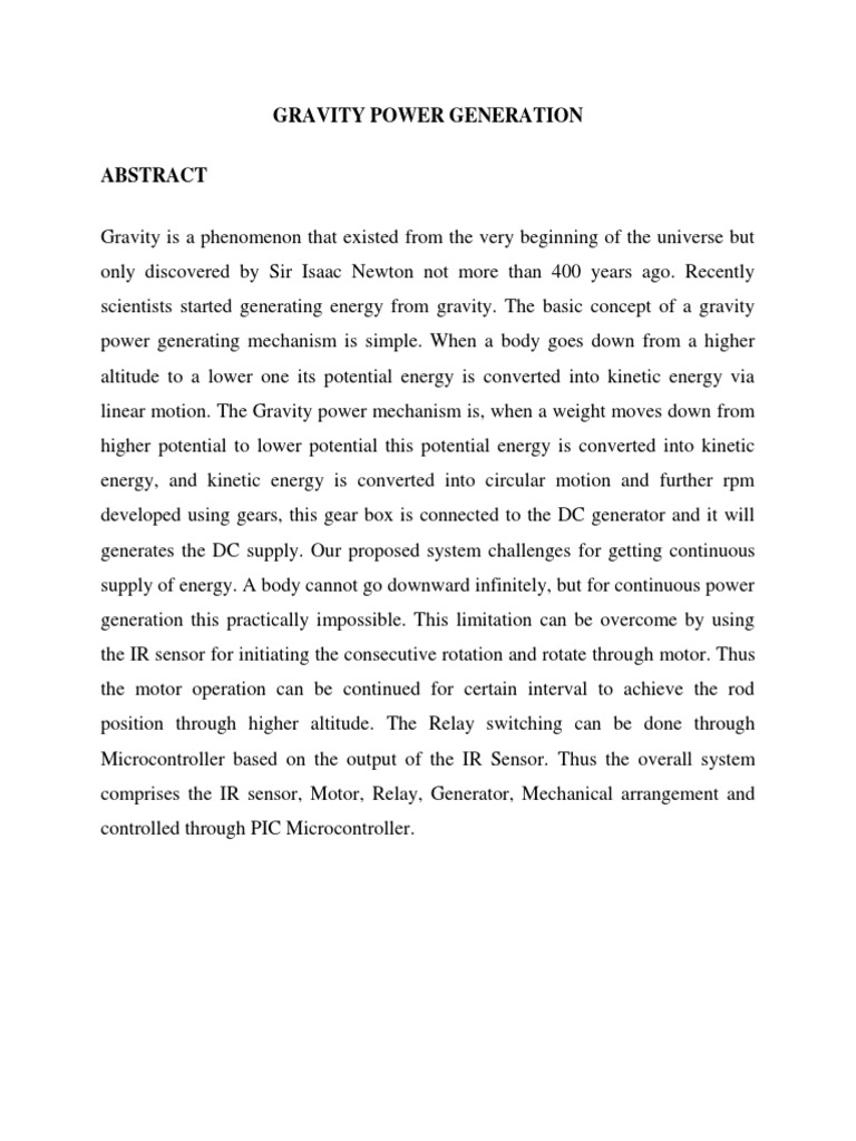 Gravity Power Generation Mechanism Explained | PDF