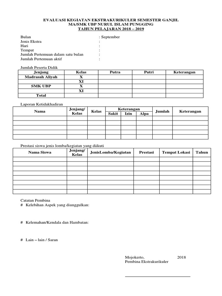 Form Evaluasi Bulanan | PDF | Karier & Perkembangan