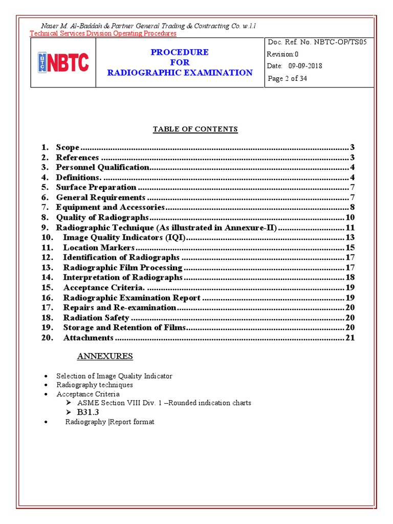 RT Procedure | PDF | Radiography | X Ray