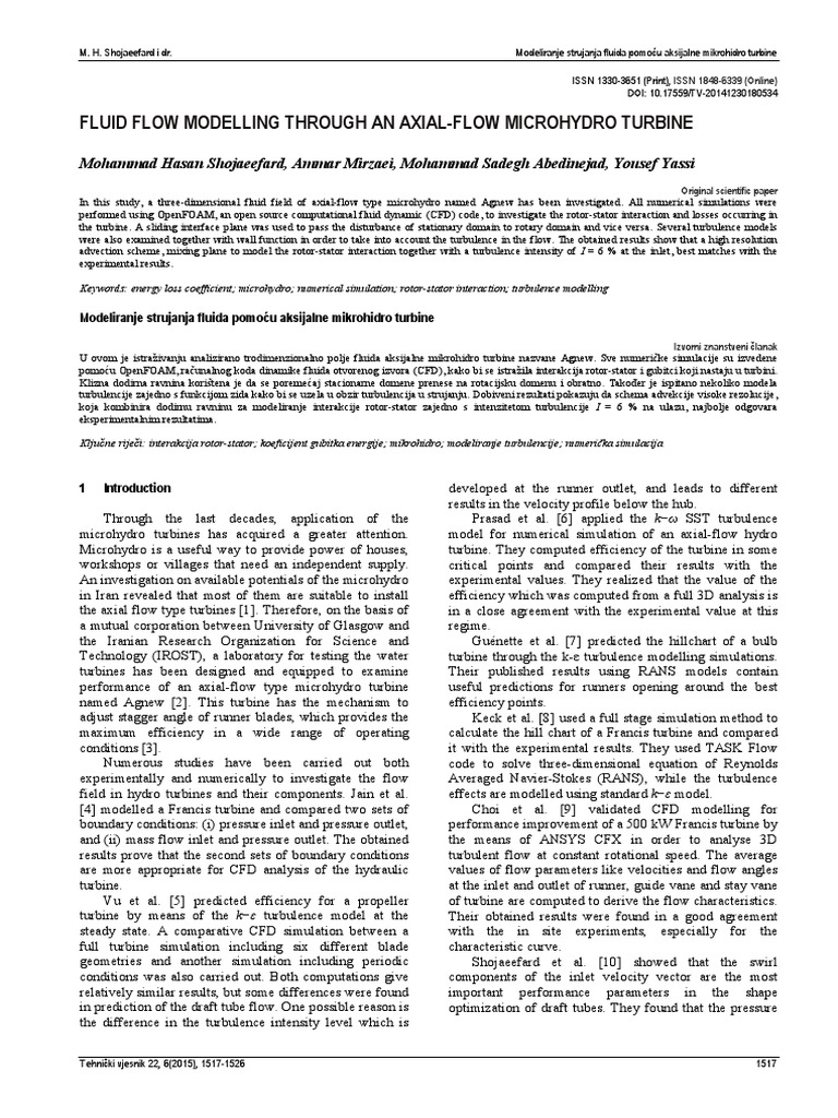 Optimisation of Low Head Turbine | PDF | Fluid Dynamics | Turbulence
