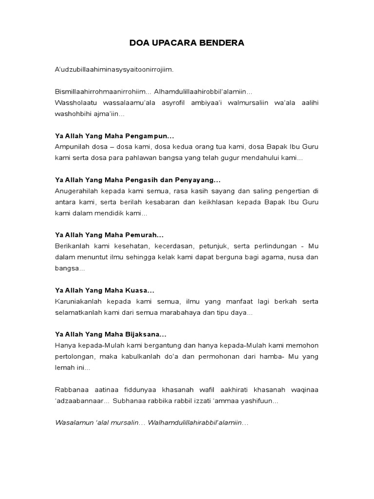 Doa Upacara Bendera | PDF