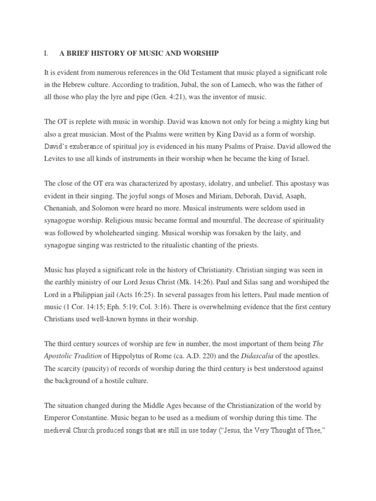 A Brief History of Music and Worship | PDF | Hymns | Martin Luther