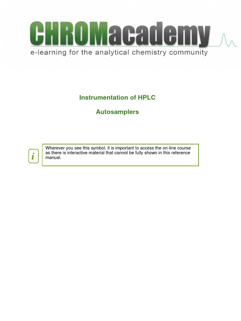 Instrumentation of HPLC Autosamplers PDF | PDF | High Performance ...