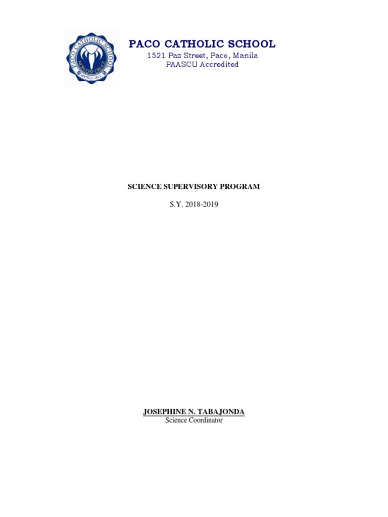 Paco Catholic School: 1521 Paz Street, Paco, Manila PAASCU Accredited | PDF