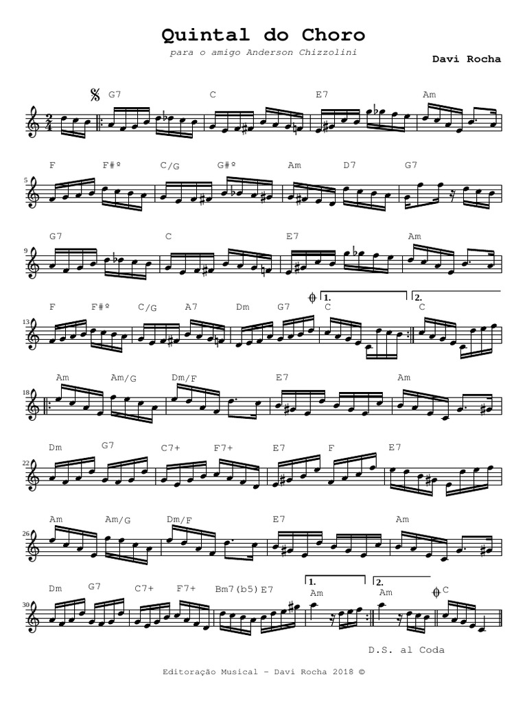 Partitura Quintal Do Choro | PDF