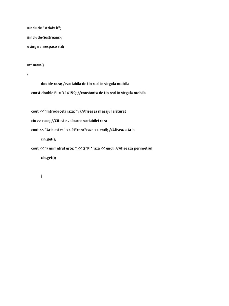 Calcul Aria Si Perimetrul Cercului | PDF