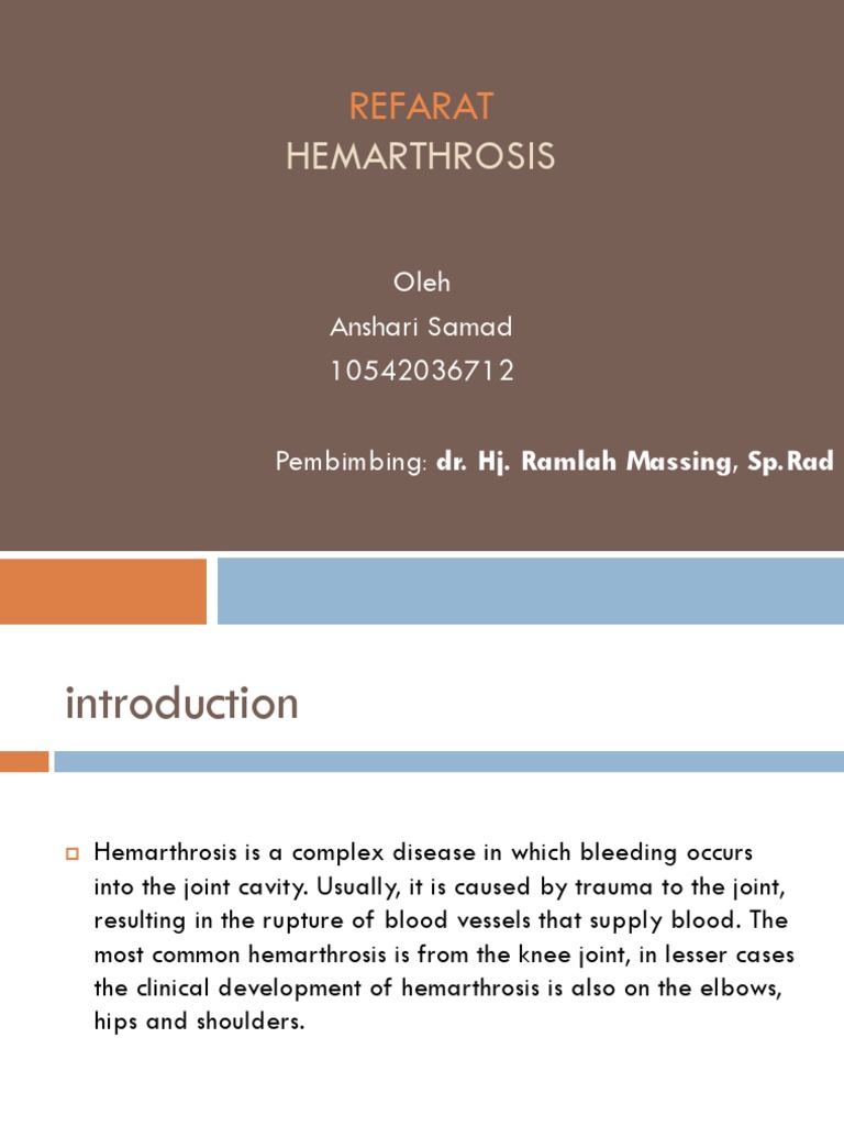 Understanding Hemarthrosis Management | PDF | Joint | Elbow