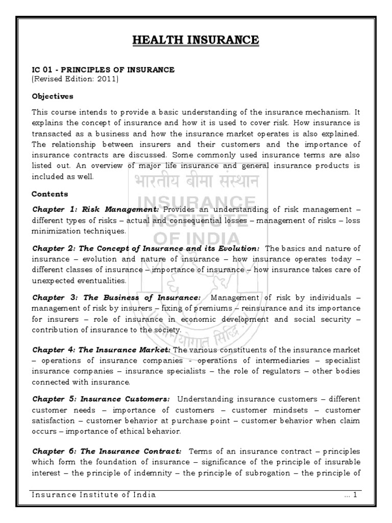 SYLLABUS of Health Insurance | PDF | Insurance | Underwriting