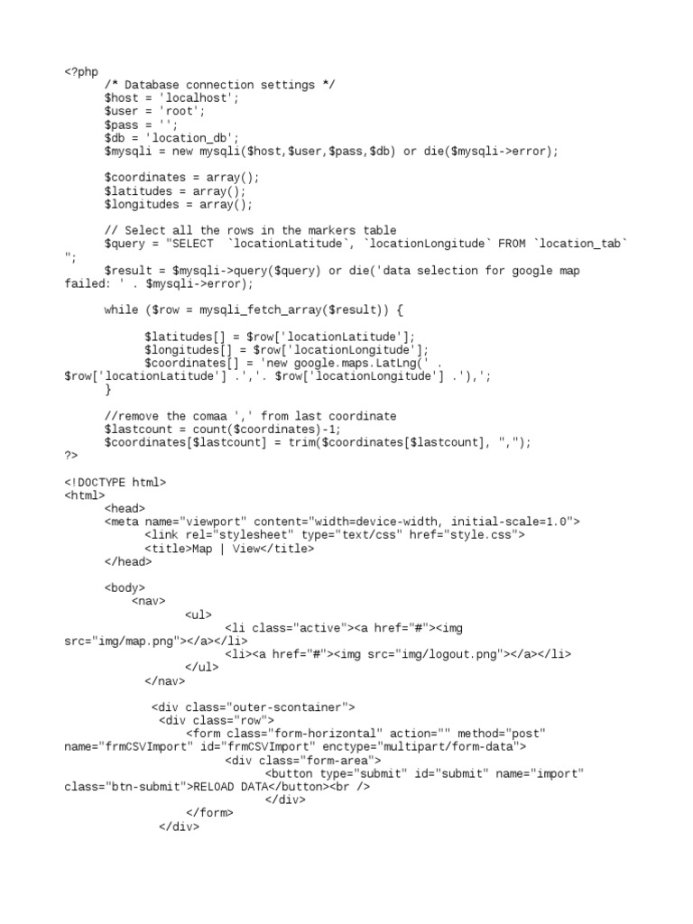 Google Map Codes | PDF | Databases | Computer Data
