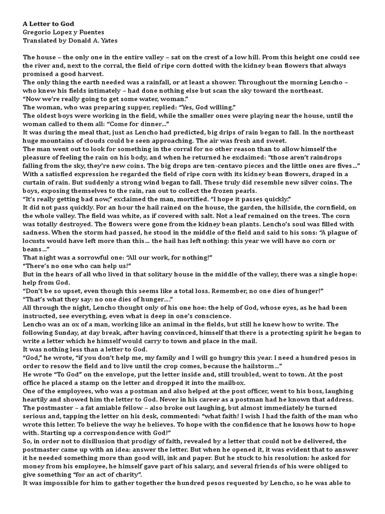 A Letter To God | PDF | Rain | Nature