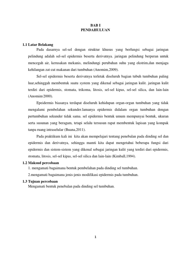 Laporan Sel Epidermis | PDF | Griya & Taman | Kesehatan Holistik
