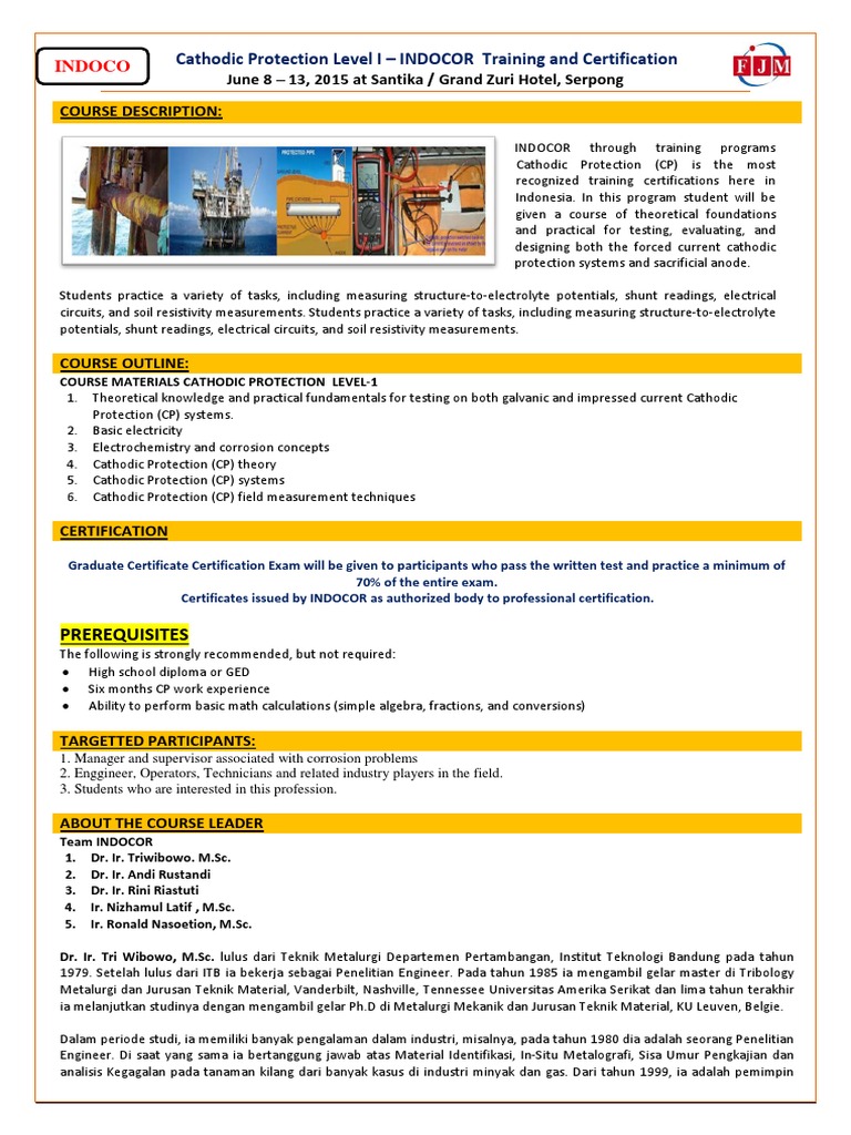 Cathodic Protection Level I - INDOCOR Training and Certification FJM ...