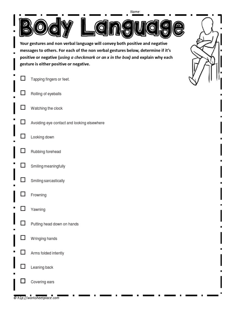 Body Language Worksheet | PDF