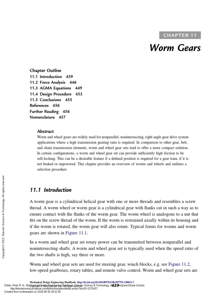 Mechanical Design Engineering Handbook - (Chapter 11 - Worm Gears ...