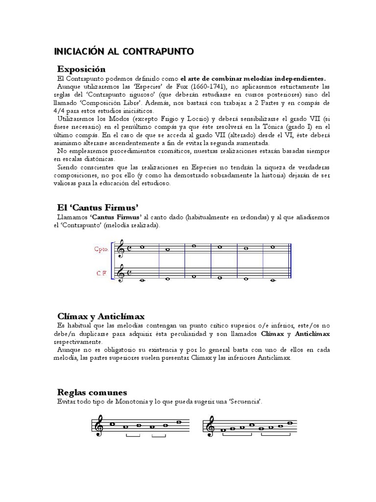 Introducción al Contrapunto Musical | PDF | Composiciones Musicales ...