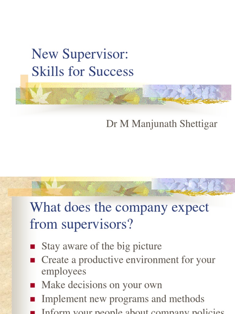 New Supervisor Skills For Success | PDF | Time Management ...