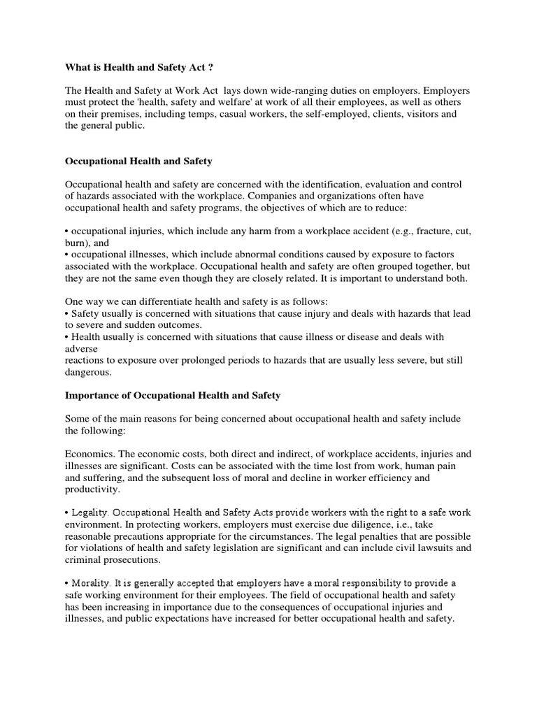 OHSA | PDF | Occupational Safety And Health | Safety